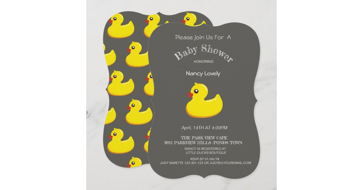 yellow duck baby shower - chalkboard look invitation | Zazzle
