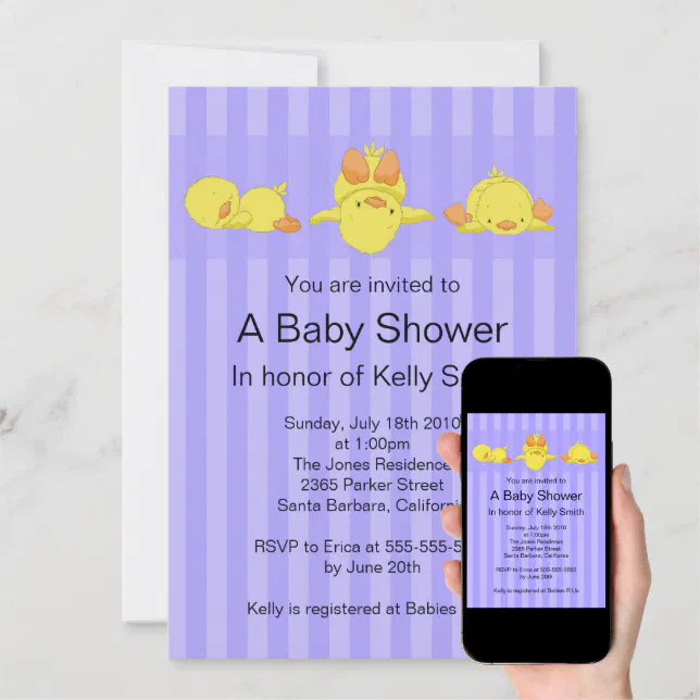 Yellow Duck Baby Shower Invitation | Zazzle