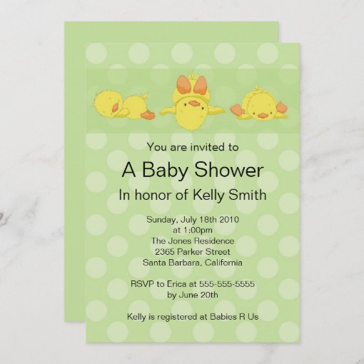 Yellow Duck Baby Shower Invitation | Zazzle