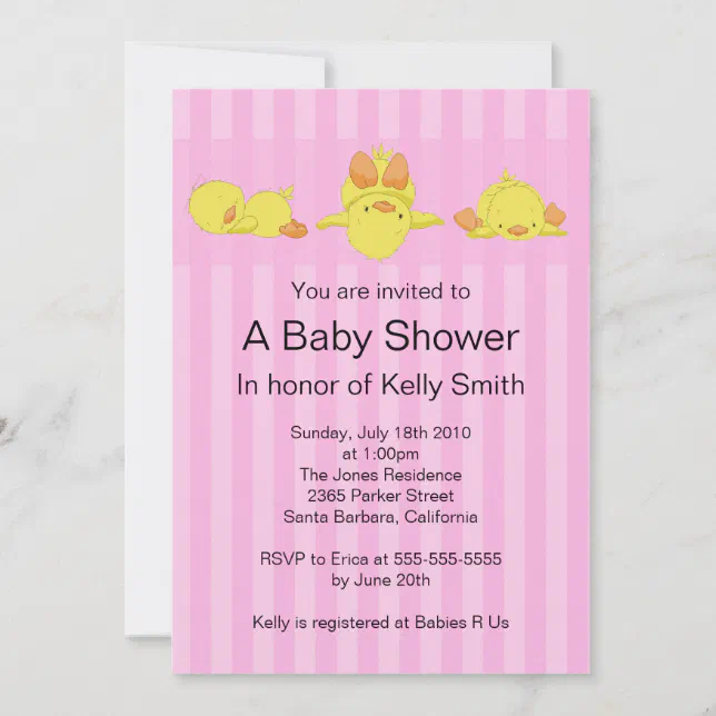 Yellow Duck Baby Shower Invitation | Zazzle