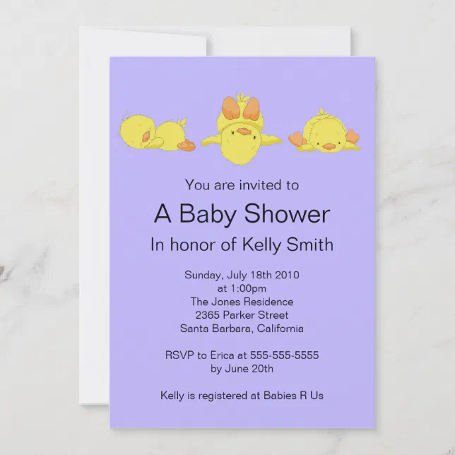 Yellow Duck Baby Shower Invitation | Zazzle