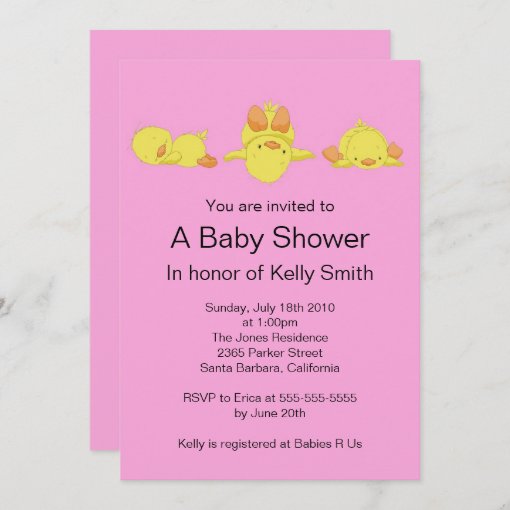 Yellow Duck Baby Shower Invitation | Zazzle