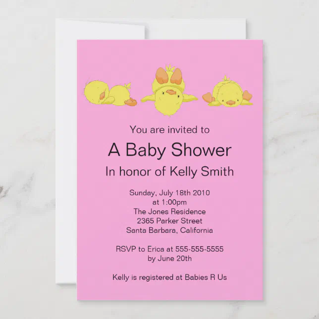 Yellow Duck Baby Shower Invitation | Zazzle