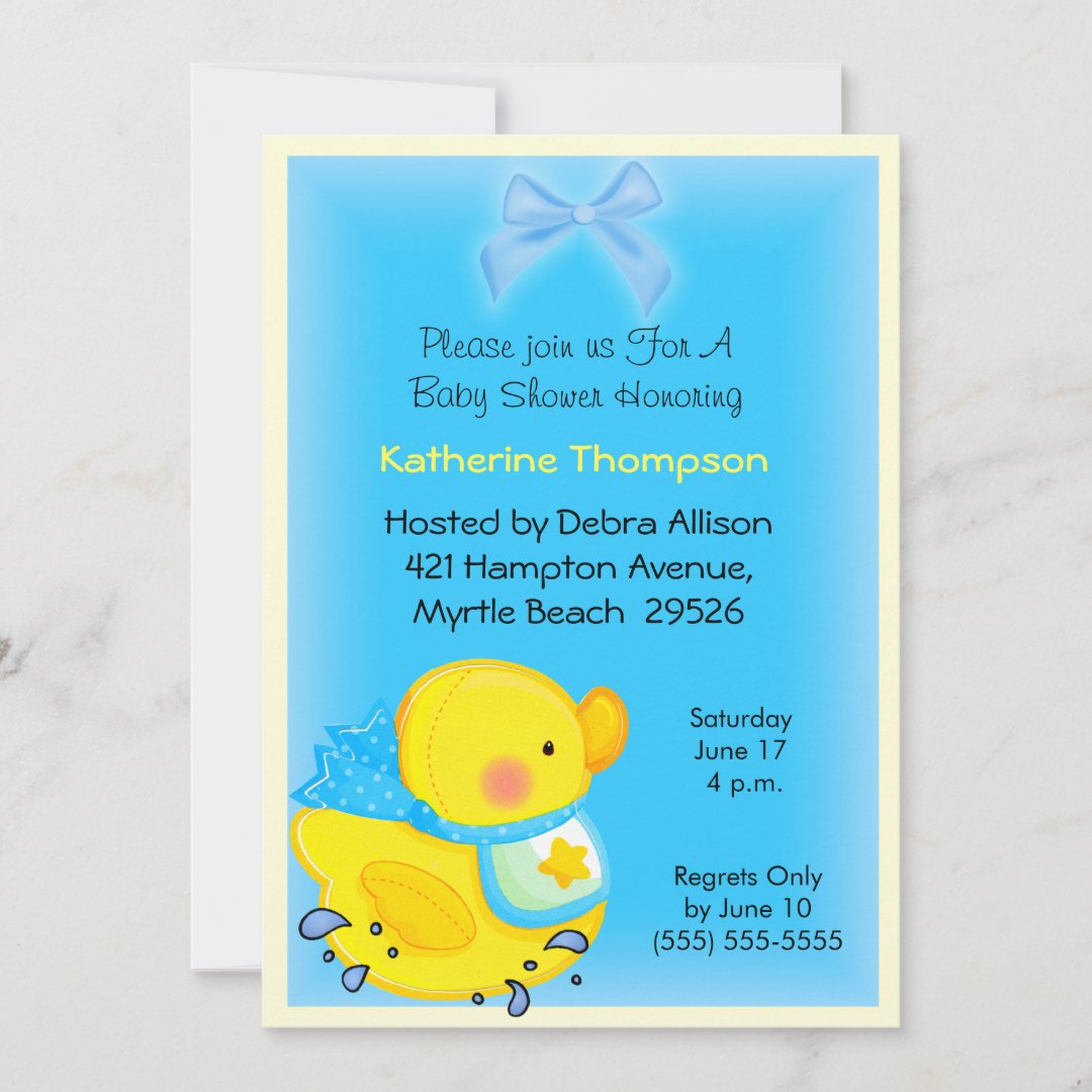 Yellow Duck Baby Shower Invitation | Zazzle