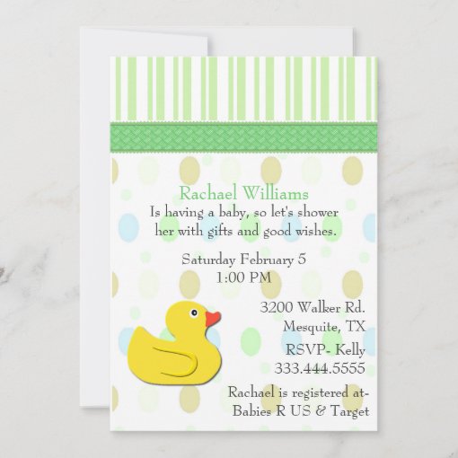 Yellow Duck Colorful Baby Shower Invitation | Zazzle