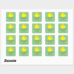 Yellow duck - for the library of square sticker | Zazzle