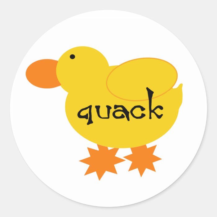 Yellow Duck Quack Classic Round Sticker | Zazzle