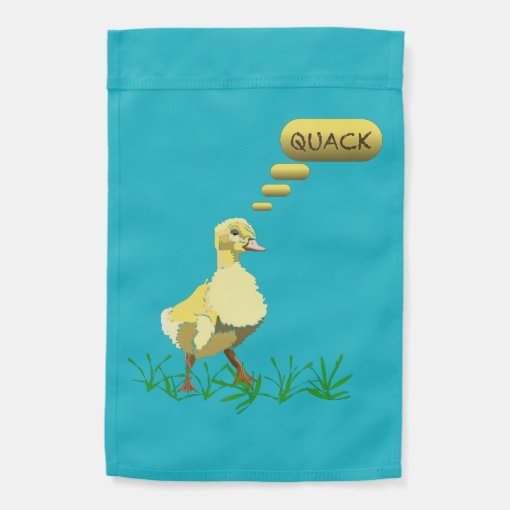 Yellow Duck Saying Quack Illustration Garden Flag | Zazzle