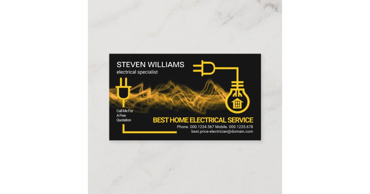 Yellow Electric Circuit Lightning Electrician Business Card | Zazzle
