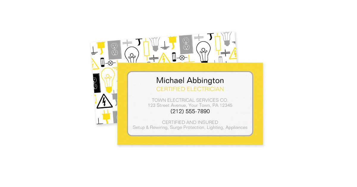 Yellow Electrical Electrician Business Card | Zazzle
