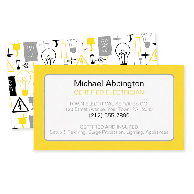 Yellow Electrical Electrician Business Card | Zazzle