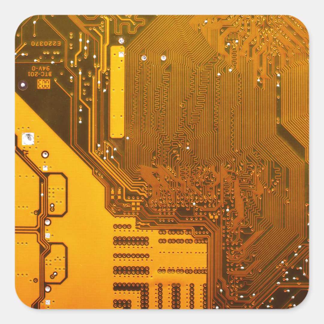 yellow electronic circuit board.JPG Square Sticker | Zazzle