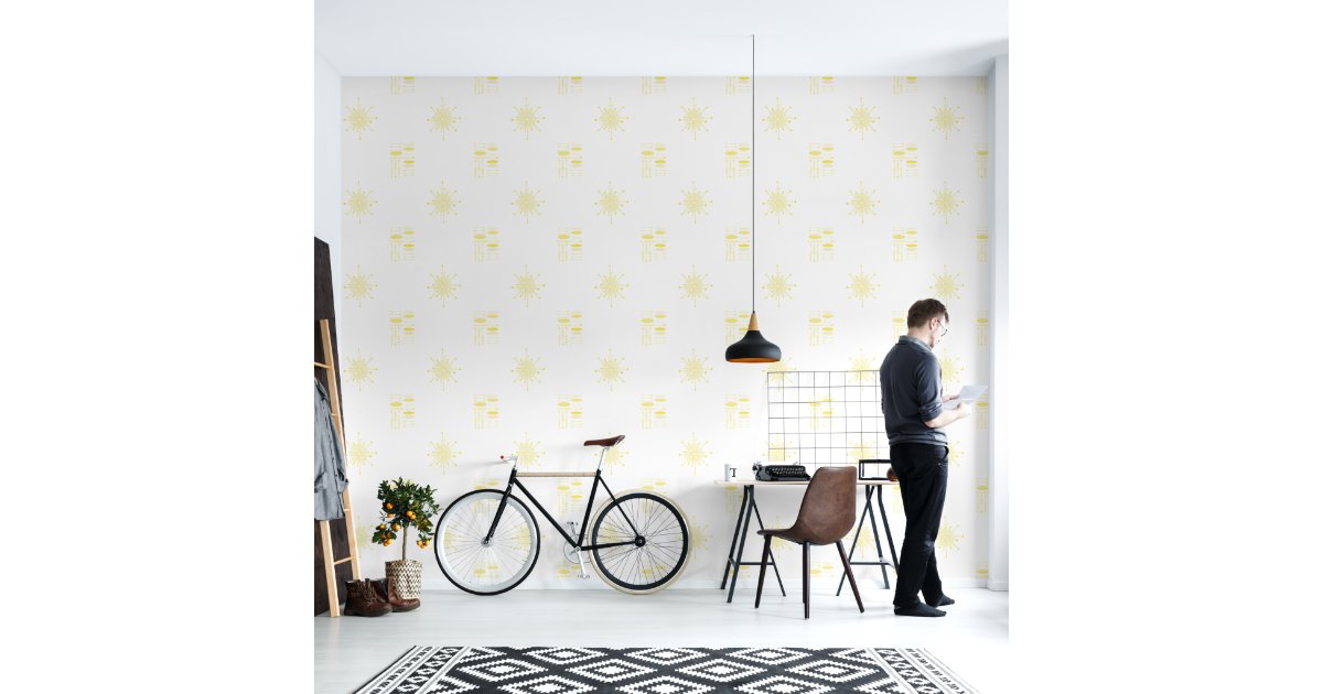 Yellow Elegance Mid-Century Modern Atomic MCM Wallpaper | Zazzle