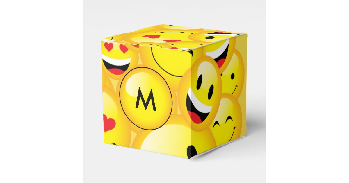 Yellow Emoji Party Emoticon Faces Pattern Favor Boxes | Zazzle