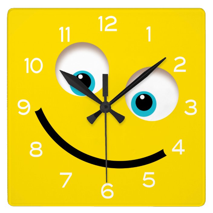 Yellow Emoji Square Wall Clock | Zazzle.com