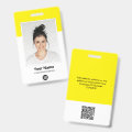 Yellow Employee huge Photo Qr Bar Code Logo Name Badge | Zazzle