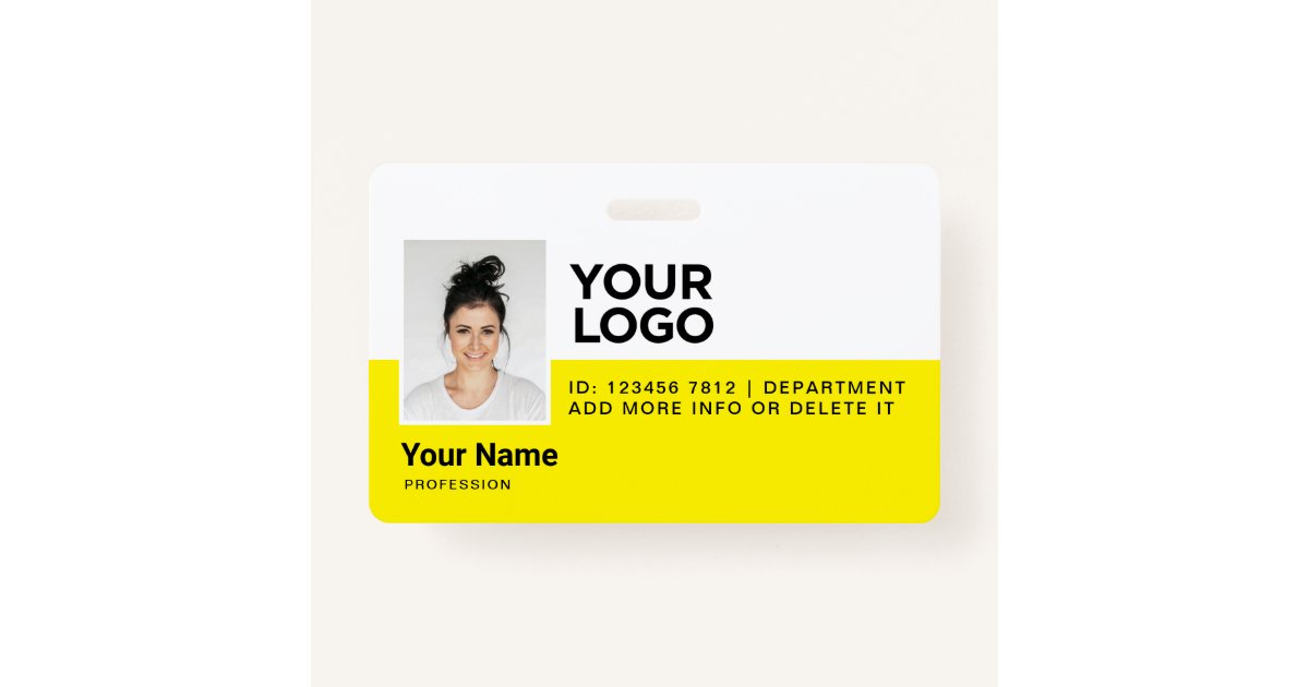Yellow Employee Modern Photo ID Security Badge | Zazzle