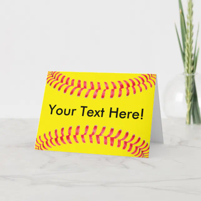 Yellow Fastpitch Softball Custom Greeting Card | Zazzle