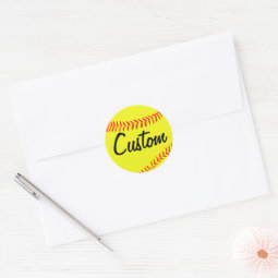 Yellow Fastpitch Softball Custom Stickers | Zazzle