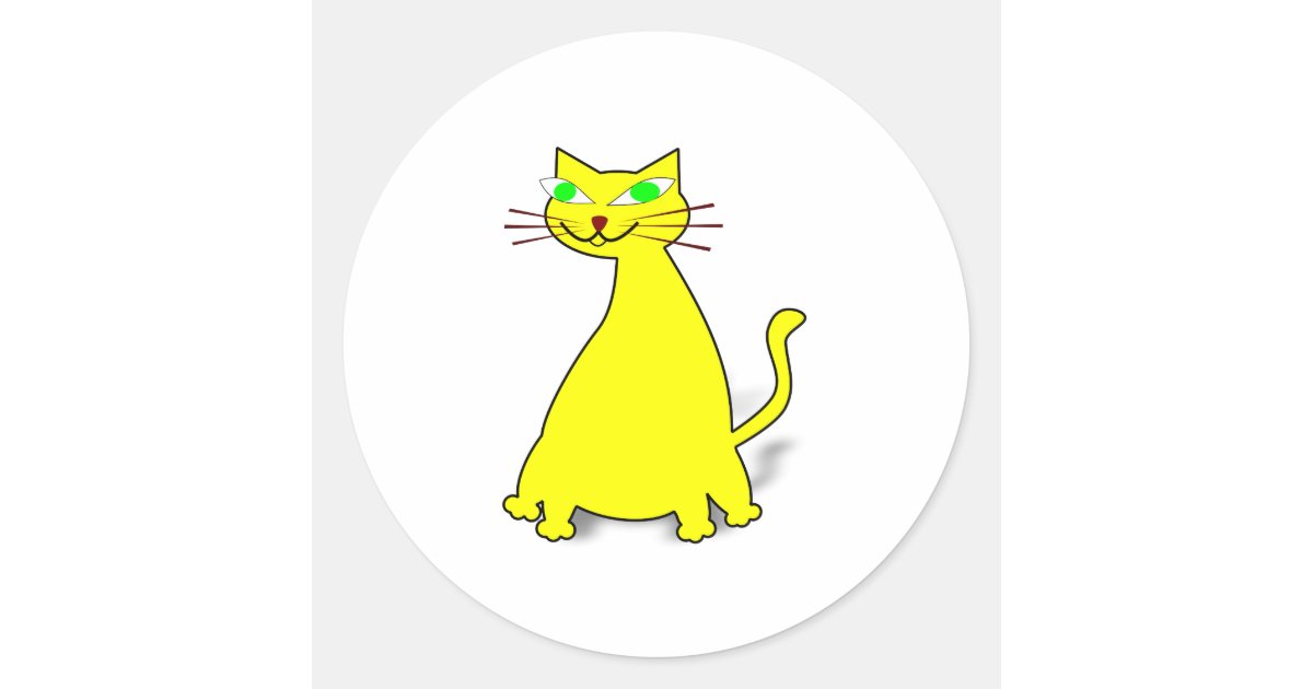 Yellow Fat Cat Classic Round Sticker | Zazzle