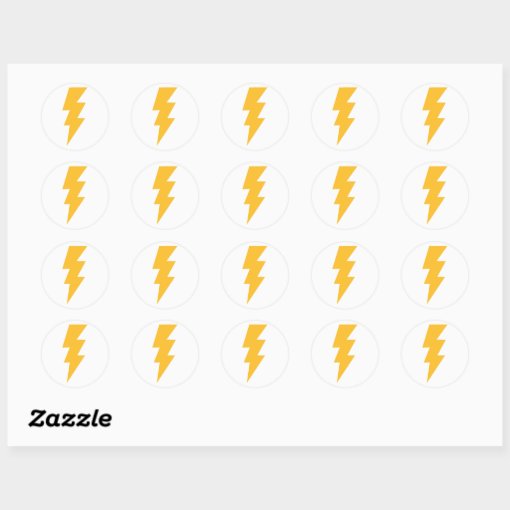 Yellow Flash Lightning Bolt Classic Round Sticker | Zazzle