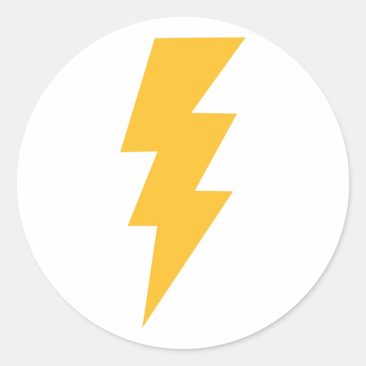 Yellow Flash Lightning Bolt Classic Round Sticker | Zazzle