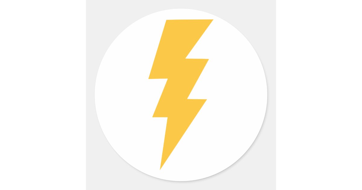 Yellow Flash Lightning Bolt Classic Round Sticker | Zazzle.com