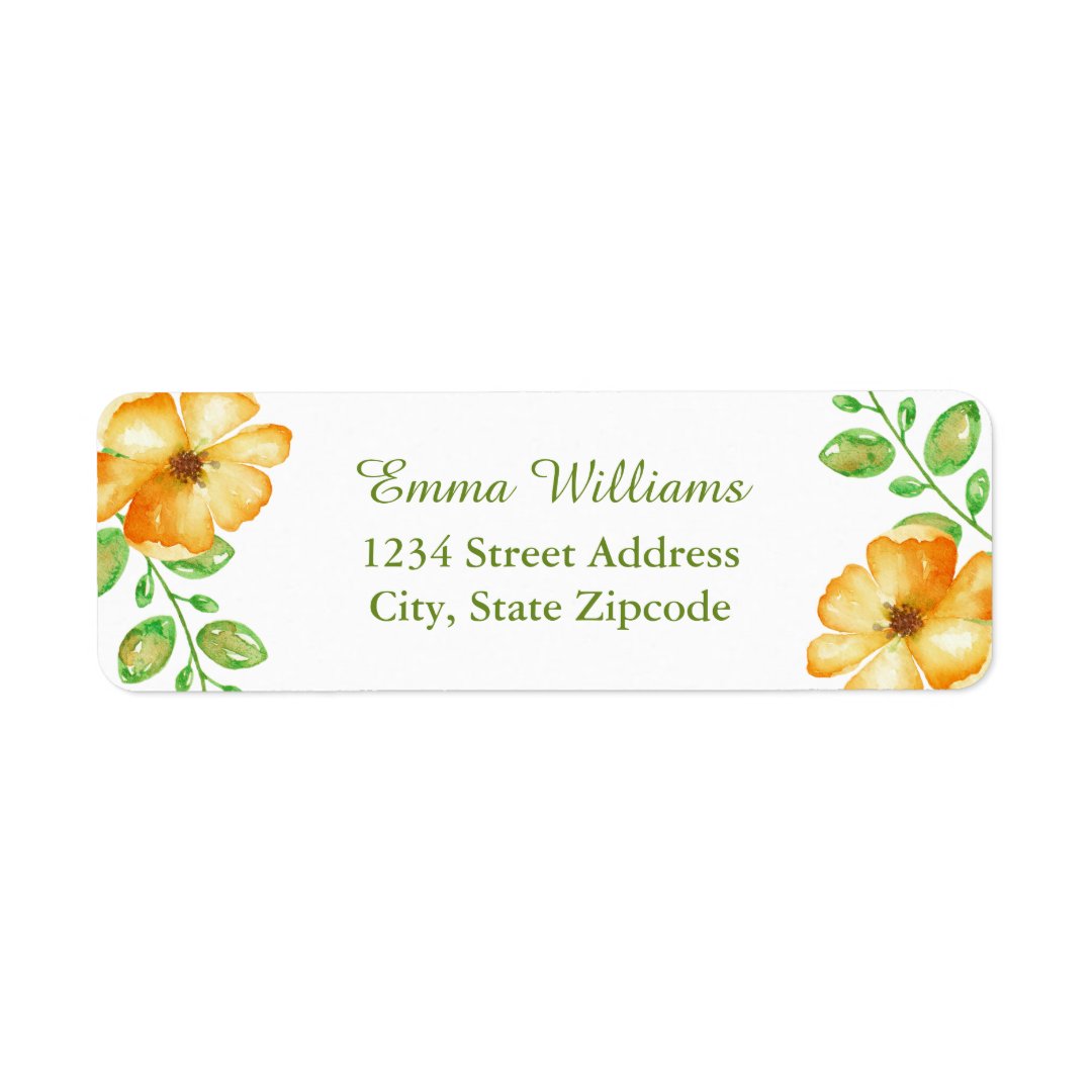 Yellow Floral Address Labels | Zazzle