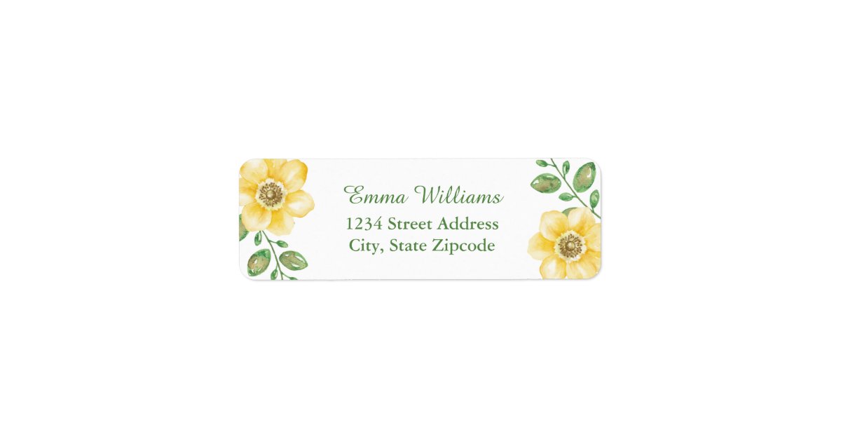 Yellow Floral Address Labels | Zazzle