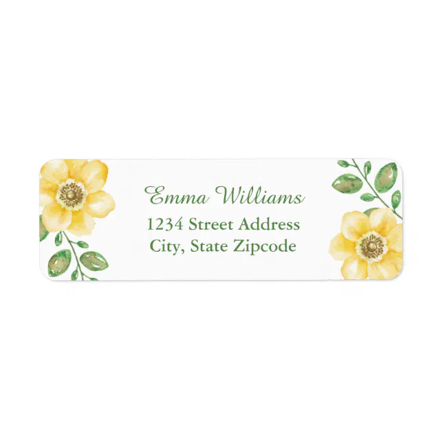 Yellow Floral Address Labels | Zazzle