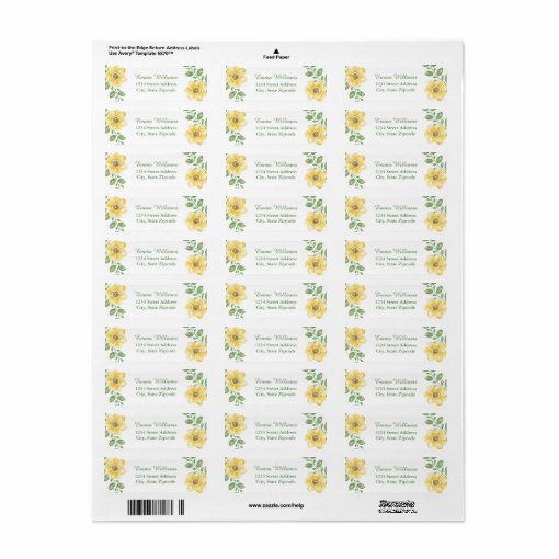 Yellow Floral Address Labels | Zazzle