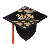 Yellow Floral Black Gold Class 2024 Graduation Graduation Cap Topper ...