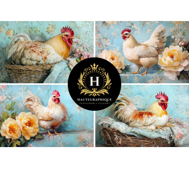 Yellow Floral Chicken Collage Decoupage Tissue Paper | Zazzle