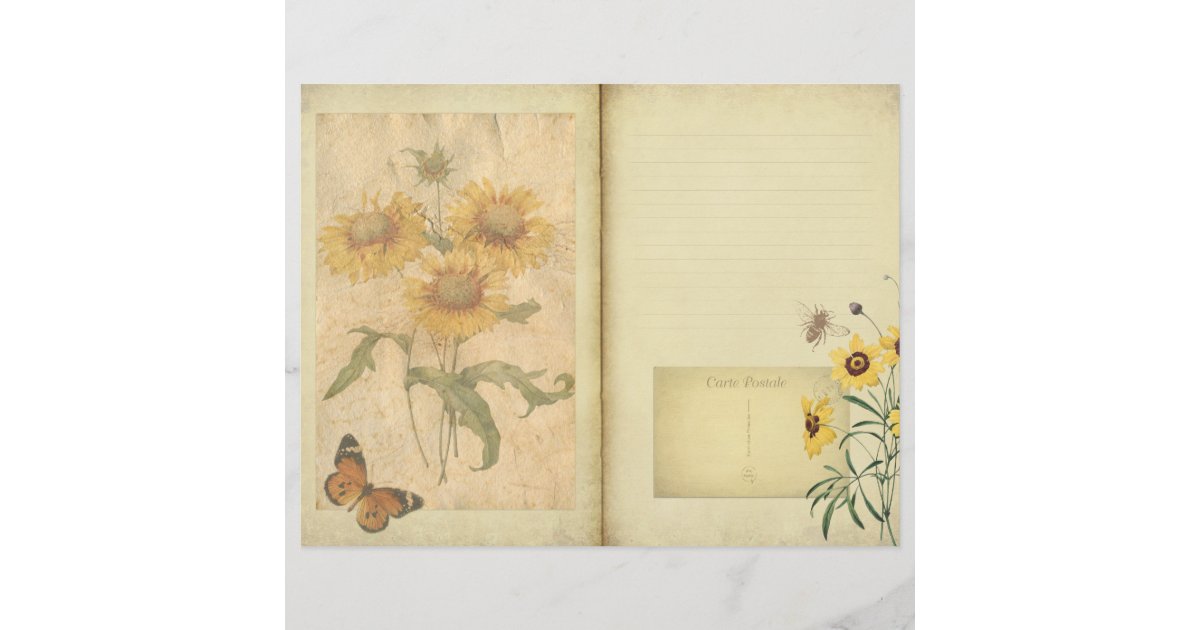 Yellow Floral Collage Journal Page Scrapbook Paper | Zazzle