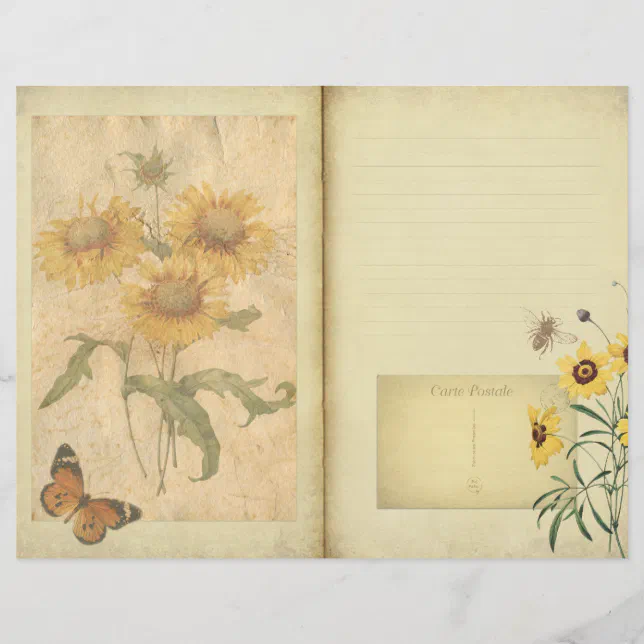 Yellow Floral Collage Journal Page Scrapbook Paper | Zazzle