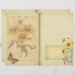 Yellow Floral Collage Journal Page Scrapbook Paper | Zazzle