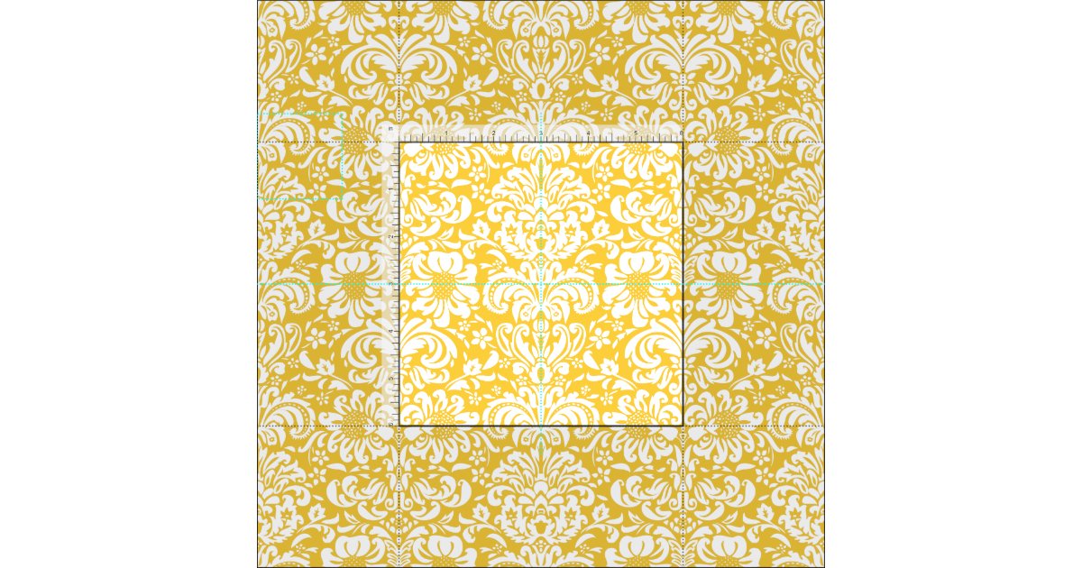 Yellow Floral Damask Fabric | Zazzle