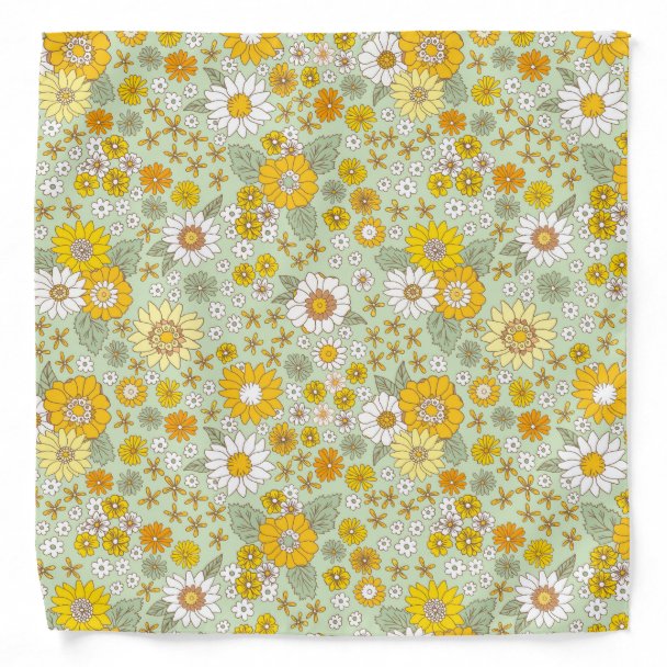Yellow Floral Garden Pattern Fabric | Zazzle