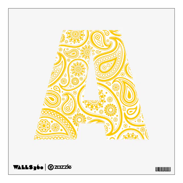 Yellow Floral Paisley Pattern Wall Decal | Zazzle