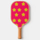 Yellow floral pattern on pink pickleball paddle | Zazzle