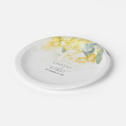 Yellow Floral Watercolors Wedding Paper Plate | Zazzle