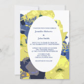 Yellow Floral White Blue Custom Artsy Cute Wedding Invitation | Zazzle