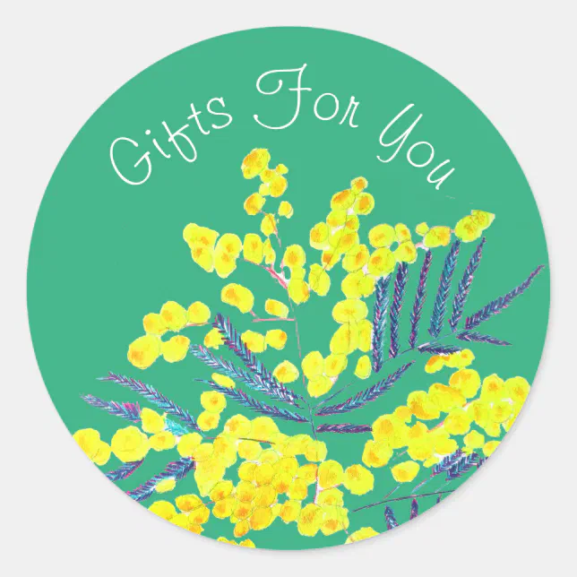 Yellow flower design Gift business branding Classic Round Sticker | Zazzle