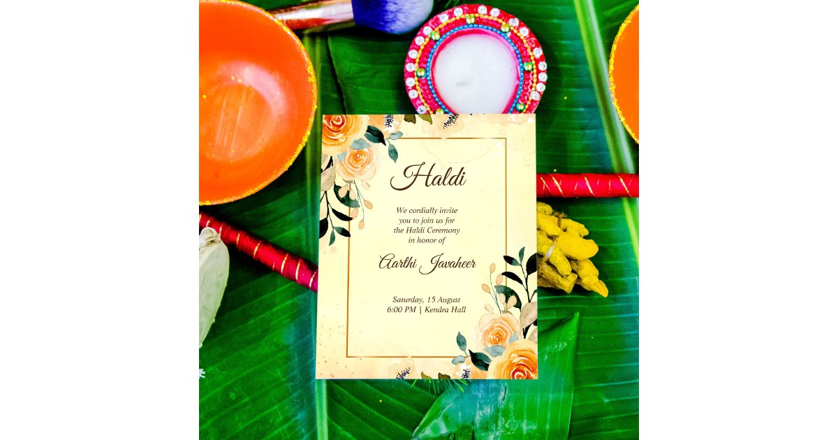 Yellow flowers budget Haldi Pithi invitation | Zazzle