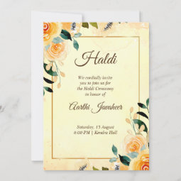 Yellow flowers Haldi Pithi invitation template | Zazzle