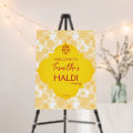 Yellow flowers haldi welcome sign | Zazzle