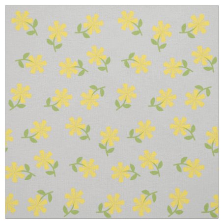 Gray and Yellow Flowers Fabric | Zazzle.com