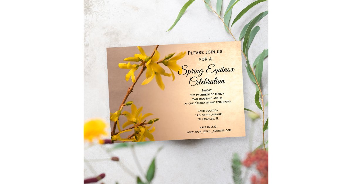 Yellow Forsythia Flower Spring Equinox Celebration Invitation | Zazzle