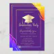Yellow Frame Grad Cap Violet Graduation Invitation | Zazzle