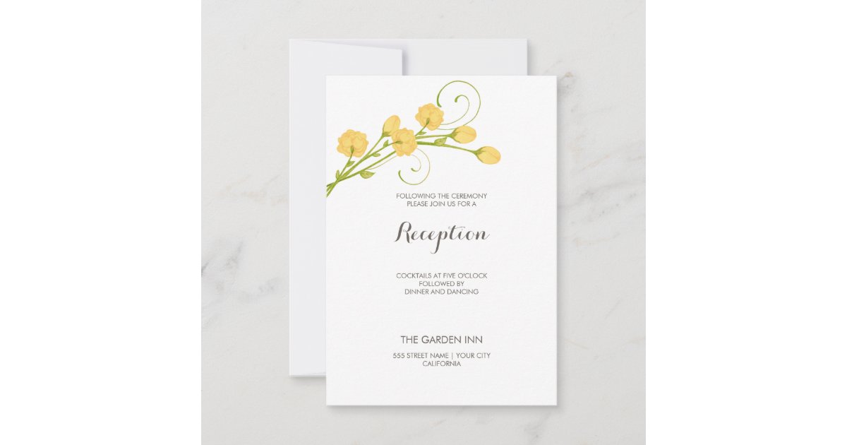 Yellow Garden Roses - Reception Card | Zazzle